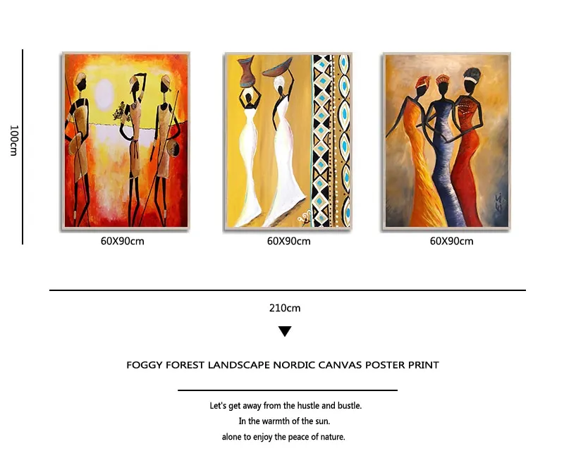 Nigikala African Woman Classic Vintage Wall Art Canvas Painting Poster ...