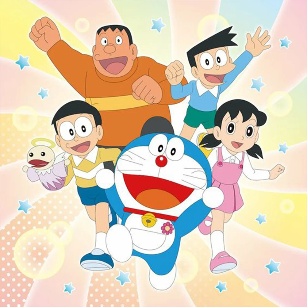 Doraemon And Friends (velvet cloth) AB drill full round/square diamond ...