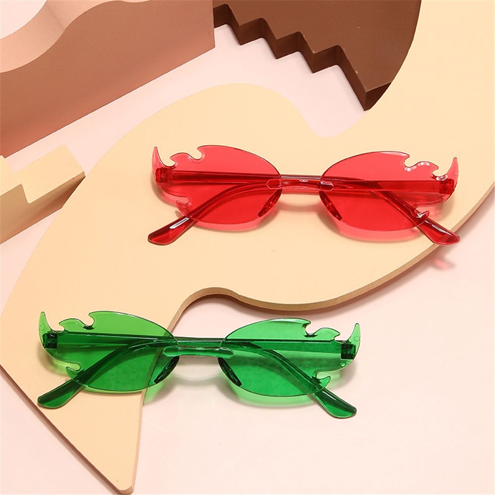 Women Fire Flame Sunglasses for Trendy Rimless Colorful Lens Sunglasses ...