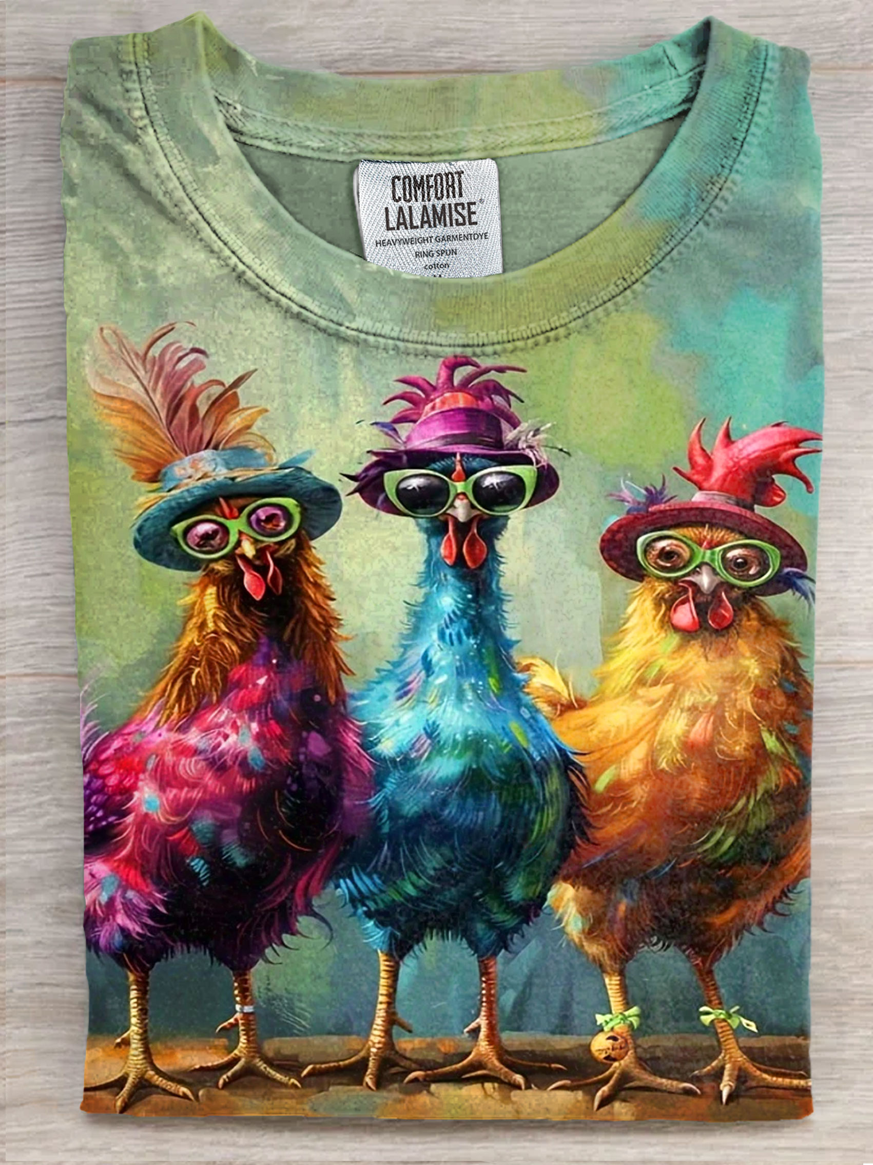 Chicken Bestie Art Print Casaul Short Sleeve T-shirt