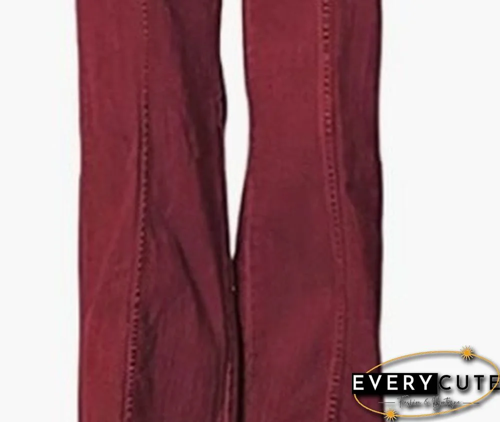 Ripped Raw Hem Zip Fly Mid Rise Straight Leg Jeans