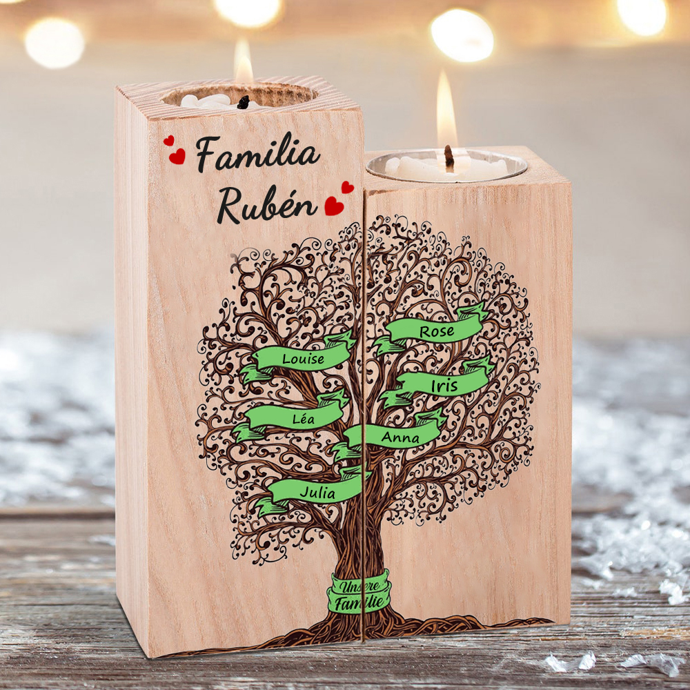 A familia-Candelero de madera sin vela Árbol de la Vida Árbol ...