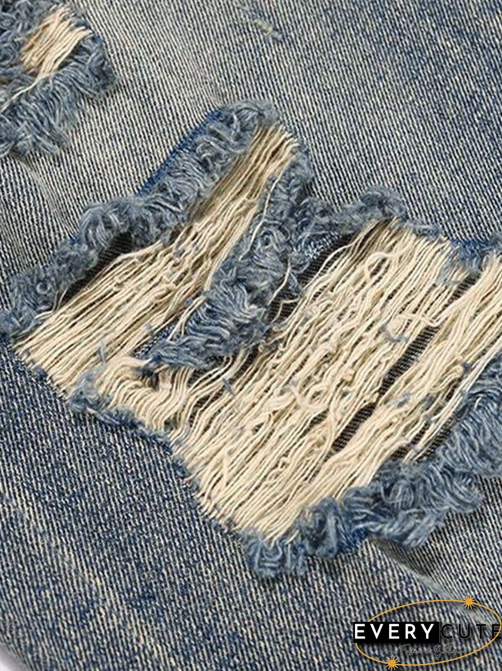 Vintage Blue Distressed Ripped Jeans