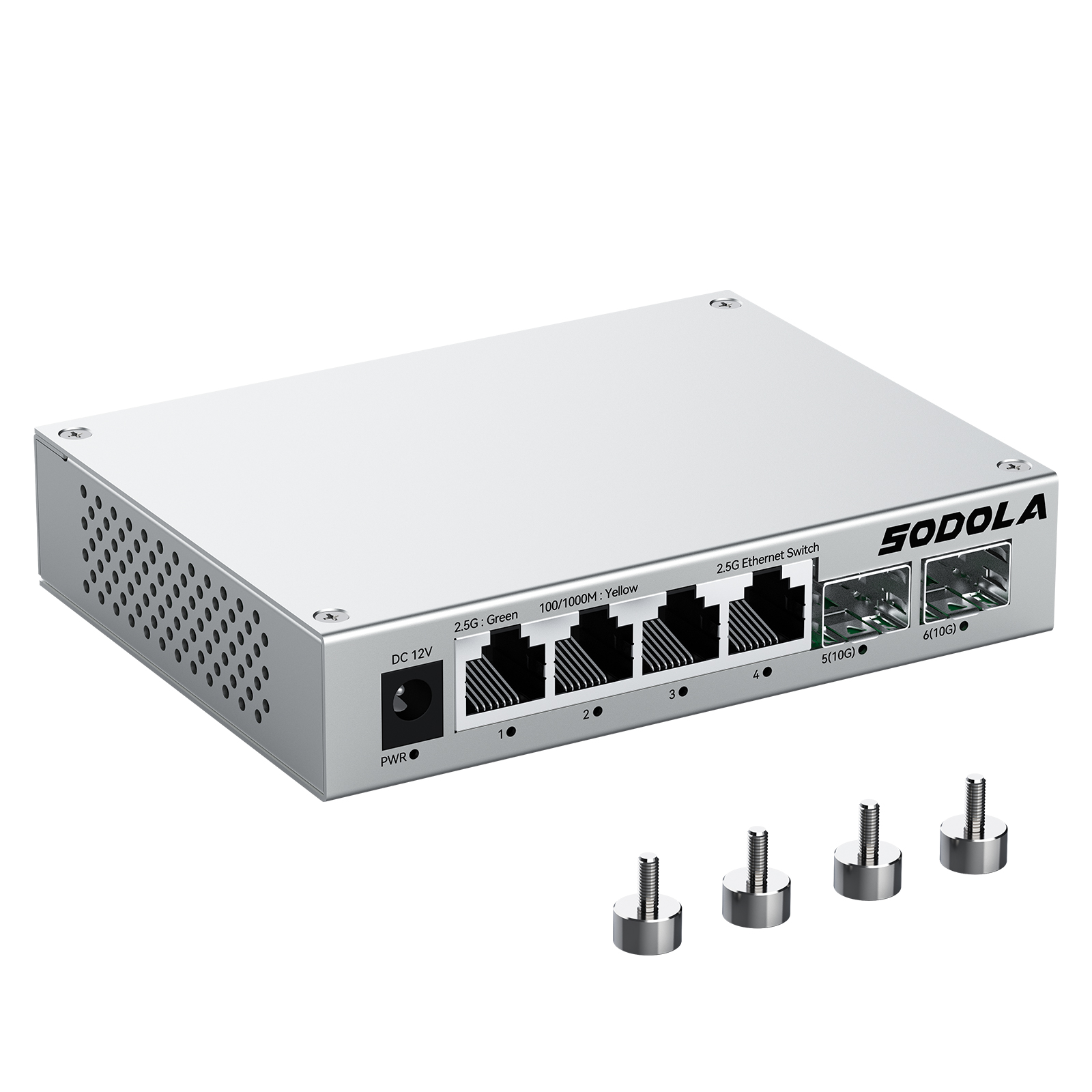 SODOLA 2.5Gb Switch,4 x 2.5G Base-T Ports, 2 x 10G SFP+, Aluminum Alloy ...