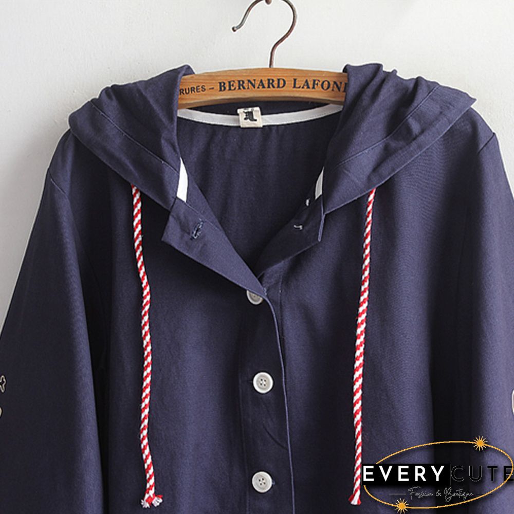 Japanese Kitty Print Cape Hooded Outerwear
