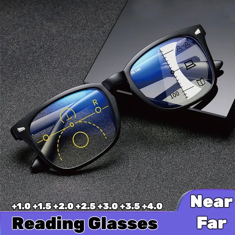 Multifocal Reading Glasses Women Men Blue Light Blocking Bifocal ...