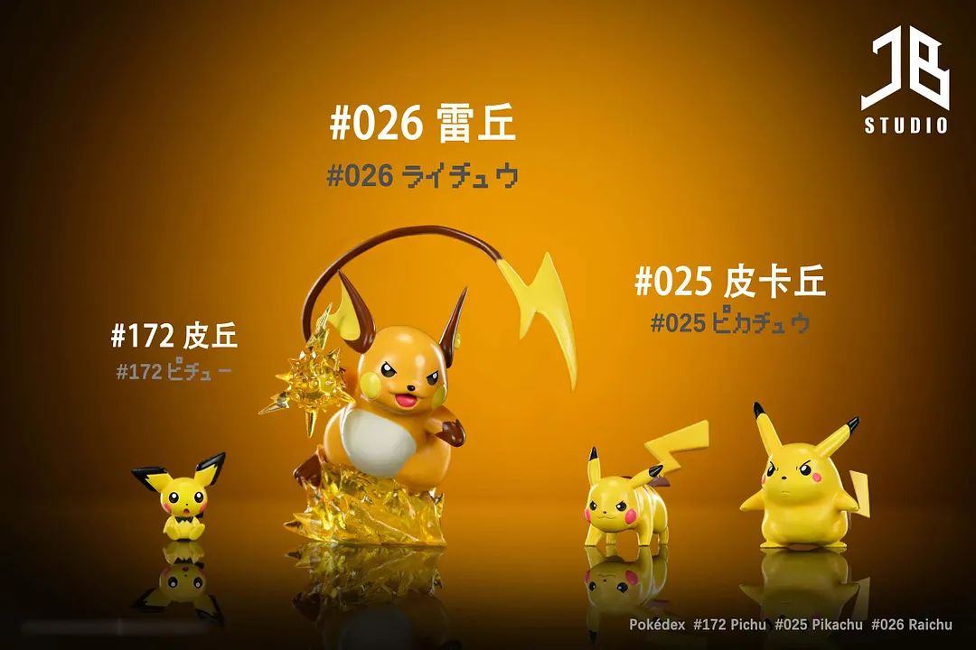 1/20 Scale World Zukan Evolution of Raichu Set - Pokemon Resin Statue ...