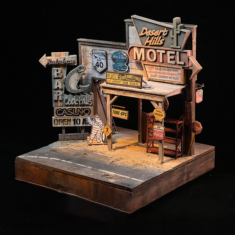 1:64 American car garage material package car garage model DlY assembly