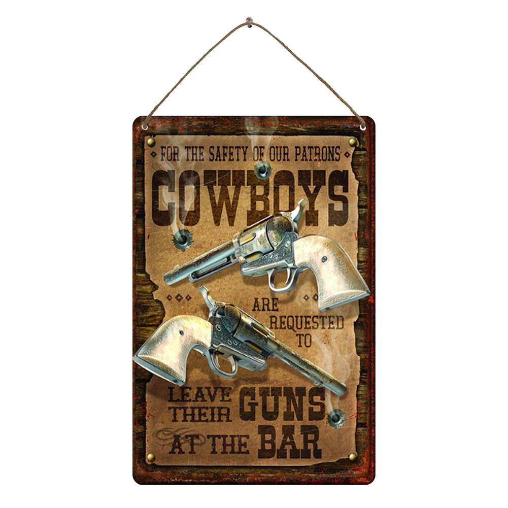 pistol Wooden Signs 8*12Inch