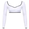 LOW CUT SQUARE NECK CONTRAST SHORT LONG SLEEVE TOP