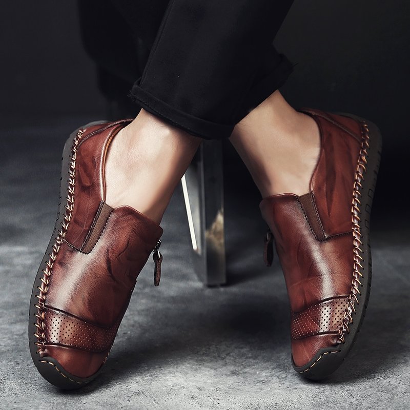 Men's Genuine Leather Breathable Flats Driving Shoes
