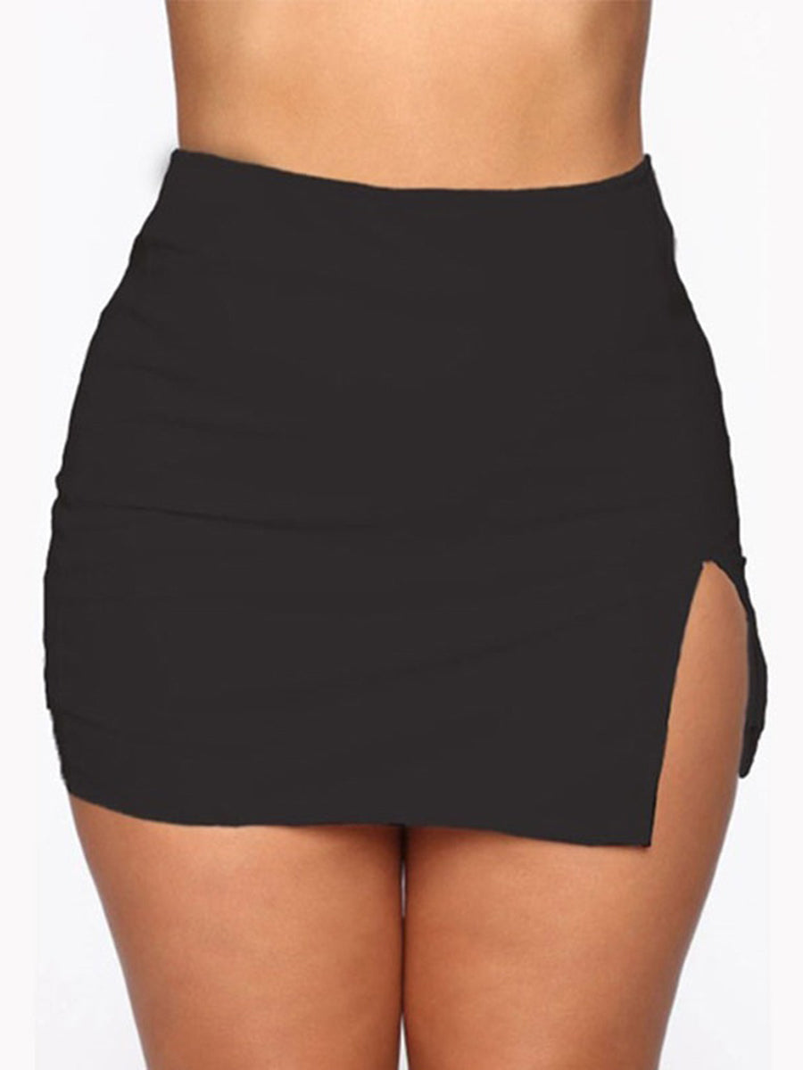 Sexy Solid Color Slit Mini Dress