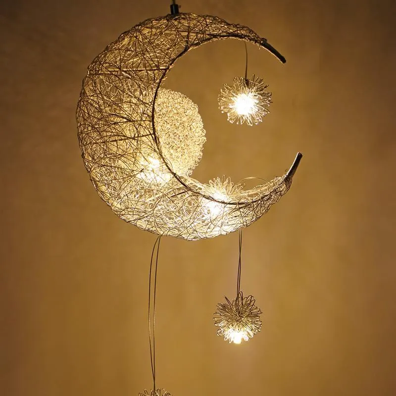 Ceiling Lamps Modern Pendant LED Moon Star Chandelier Children Bedroom ...
