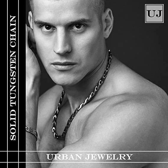 Men's Tungsten Silver Toned Link Chain Necklace