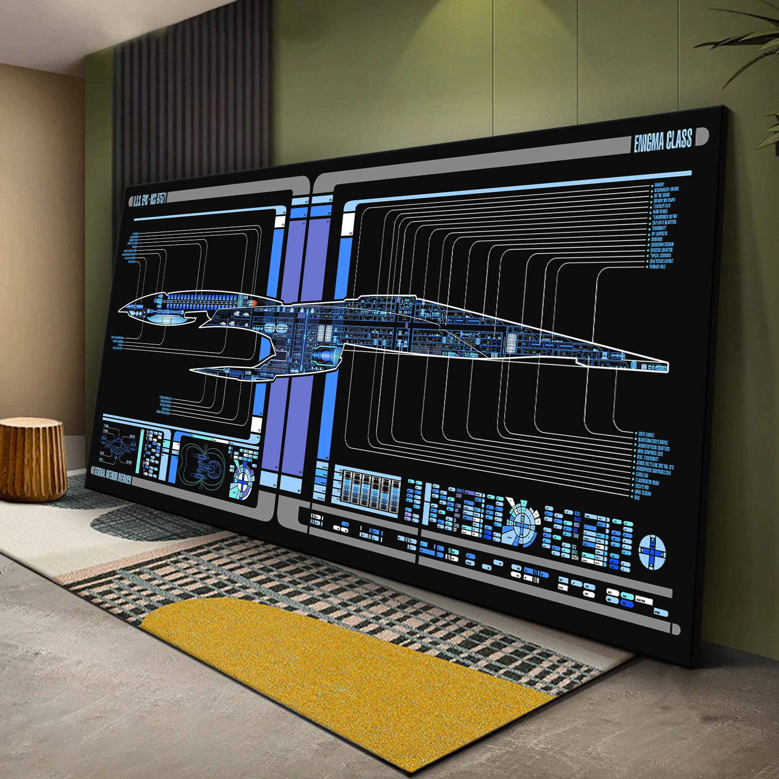 Star Trek Schematic ENIGMA CLASS Canvas Wall Art