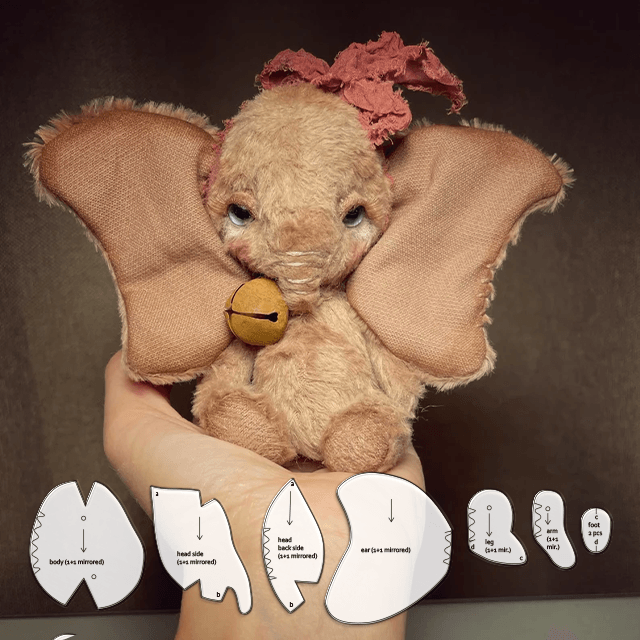 Lovely Teacup Elephant Sewing Template Set-With Instructions