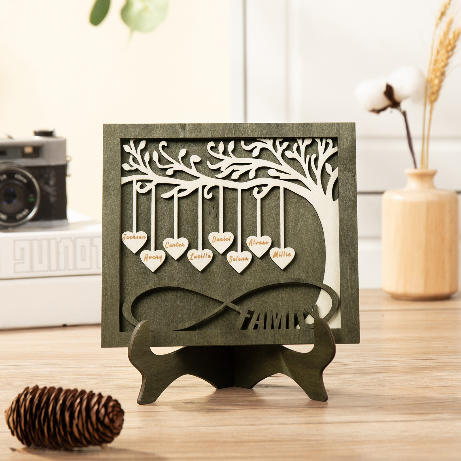 Family Tree Wood Frame Personalized Family Tree Sign Custom 8 Names ...