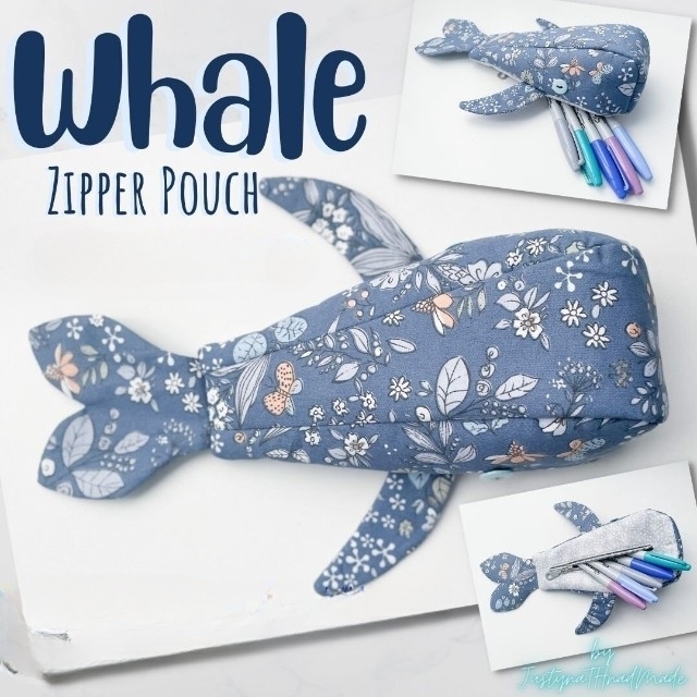 Cute Whale Zipper Bag Template Set - With Instructions
