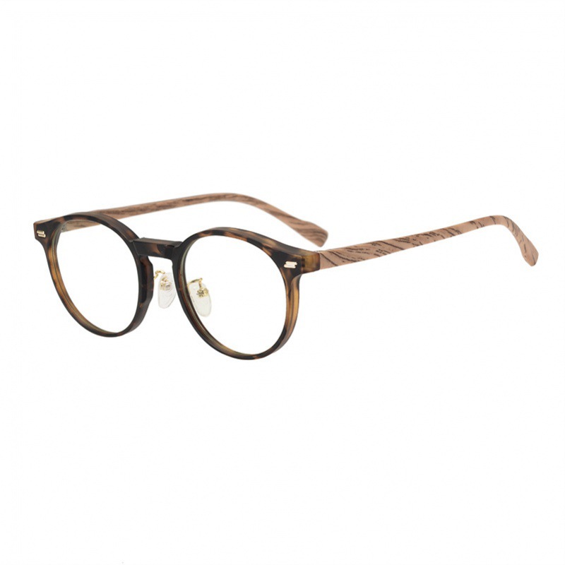 Japanese vintage Glasses frame Frosted round Eyeglasses Imitation Wood ...