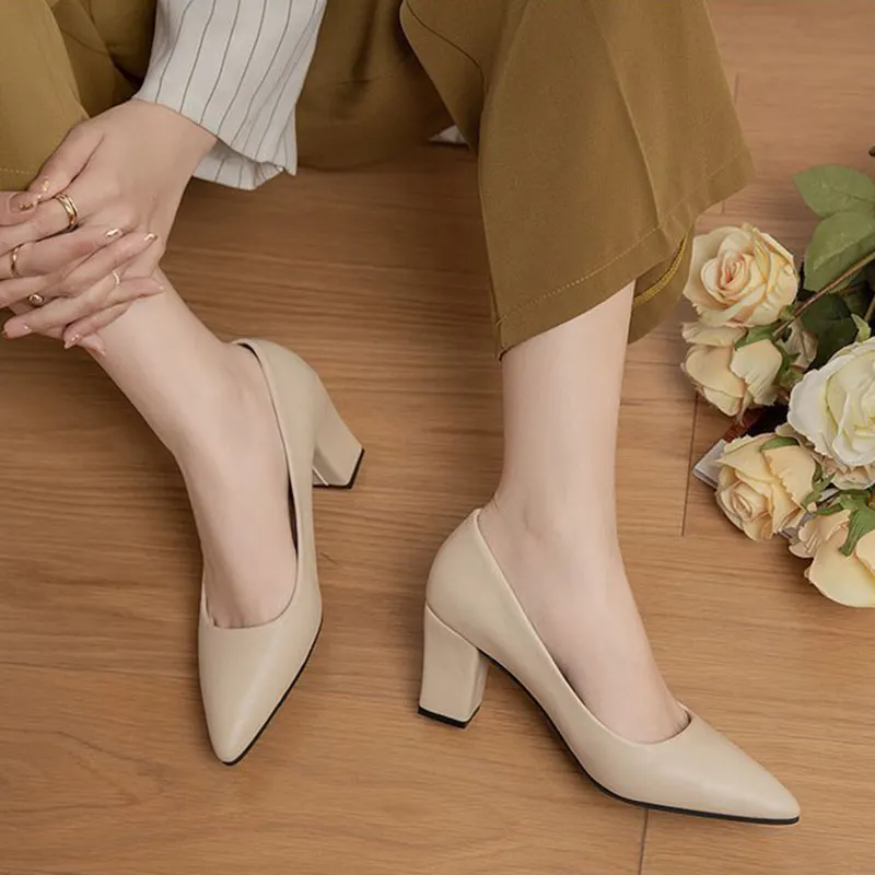 Wongn For Women 2022 Female 7cm High Block Pumps Ladies Sexy Chunky ...