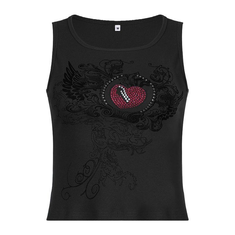 RHINESTONE HEART TANK TOP