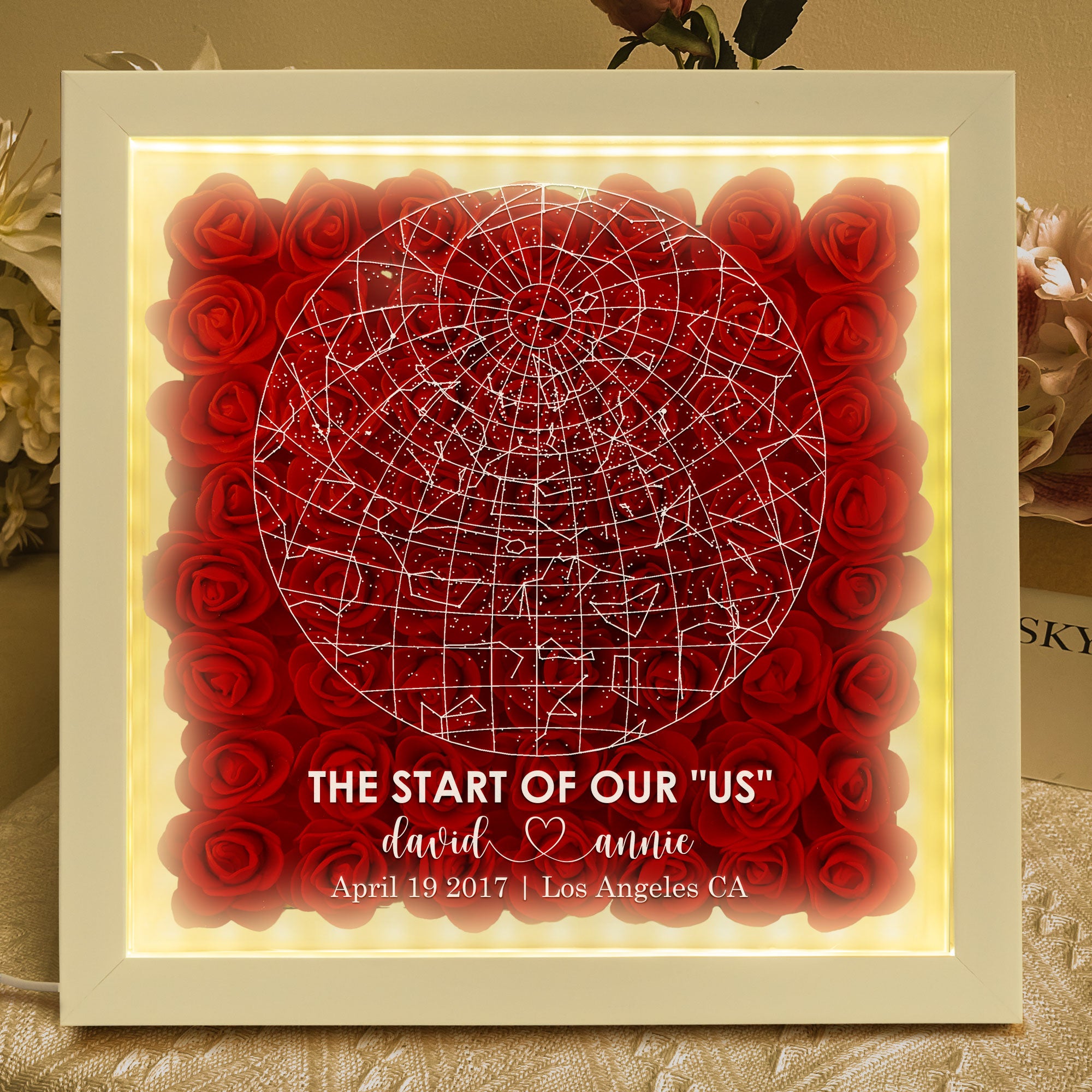 The Night Our Love Story Began Custom Star Map - Personalized Flower ...
