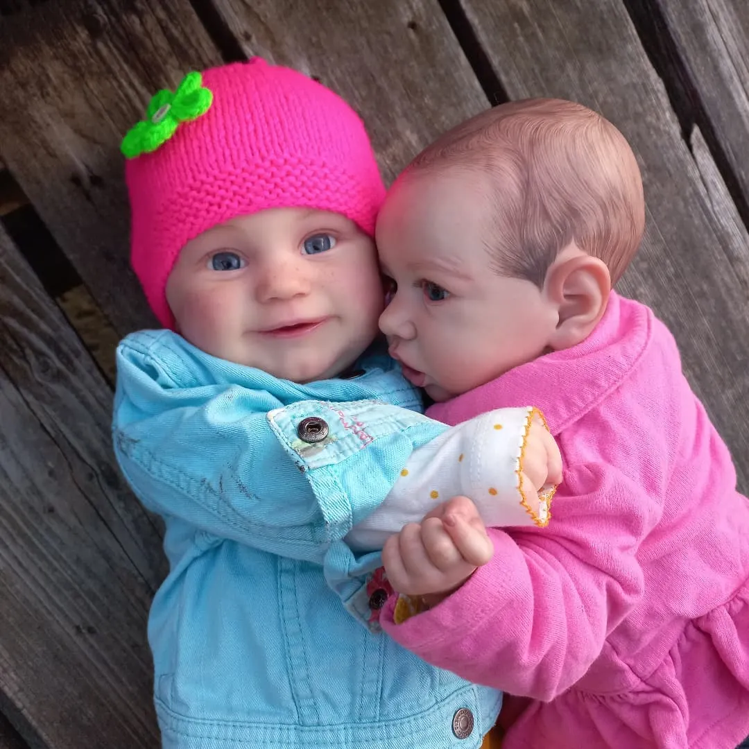 20" Soft Weighted Body, Cute Lifelike Hang-Painted Reborn Twin Girls ...