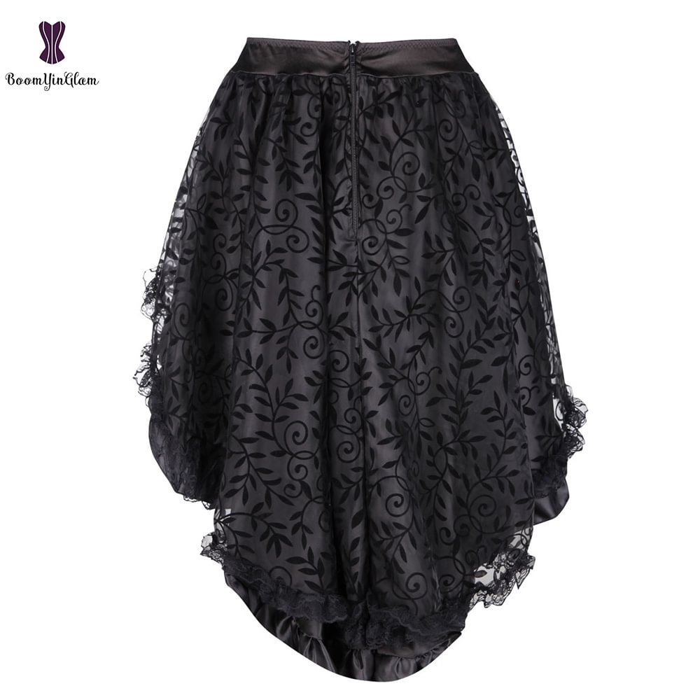 Uaang Womens Victorian Asymmetrical Ruffled Satin Lace Trim Gothic
