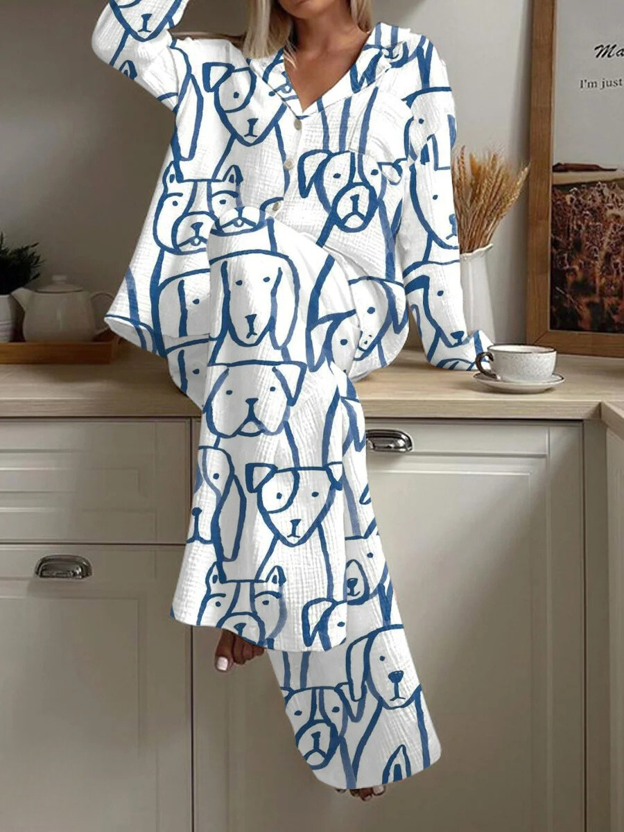 Women's Dog Print Pajama Set