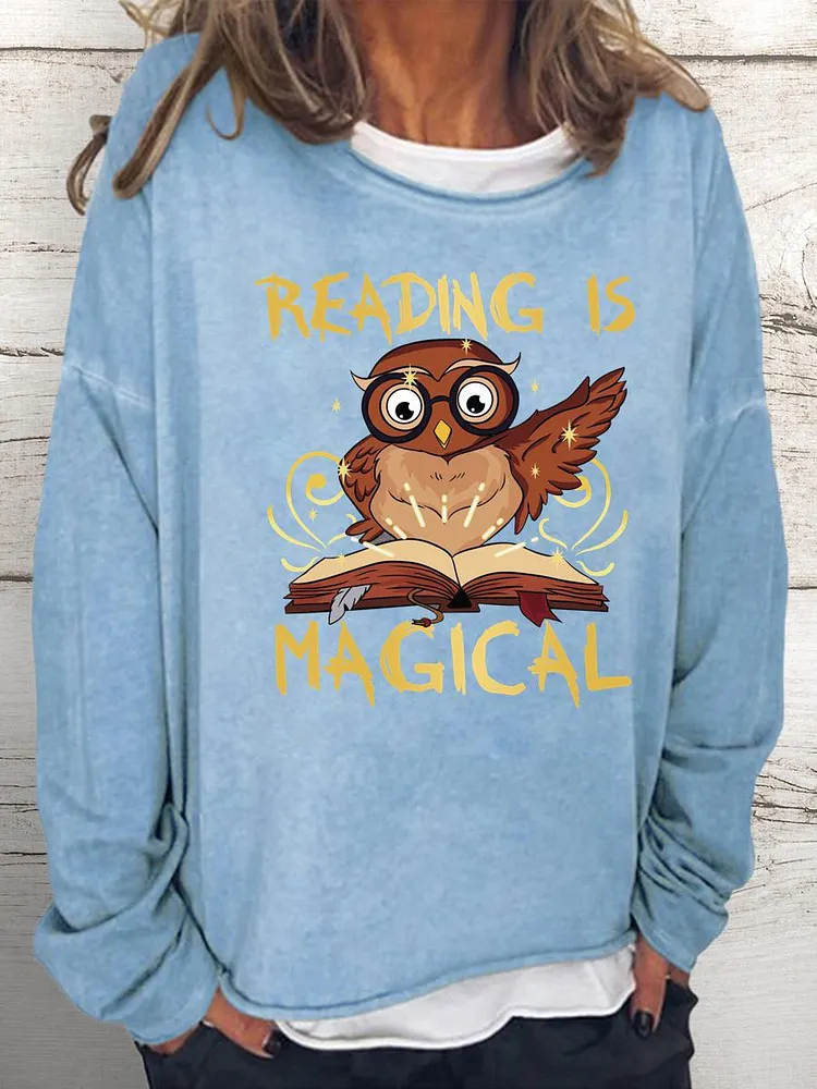 Reading Is Magical Book Lovers Women Loose Sweatshirt