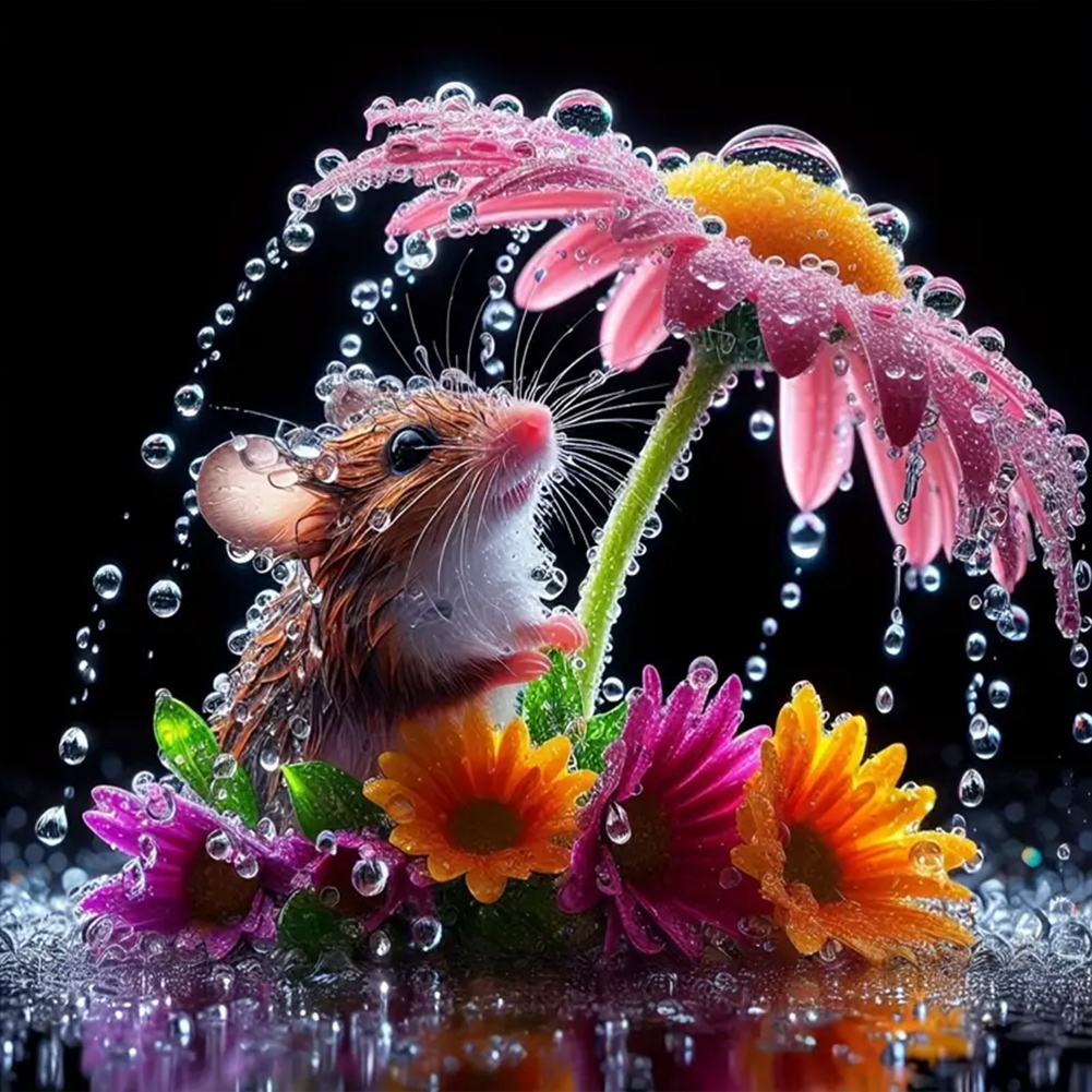 Crystal Daisy Mouse-Full Round Diamond Painting 40*40CM