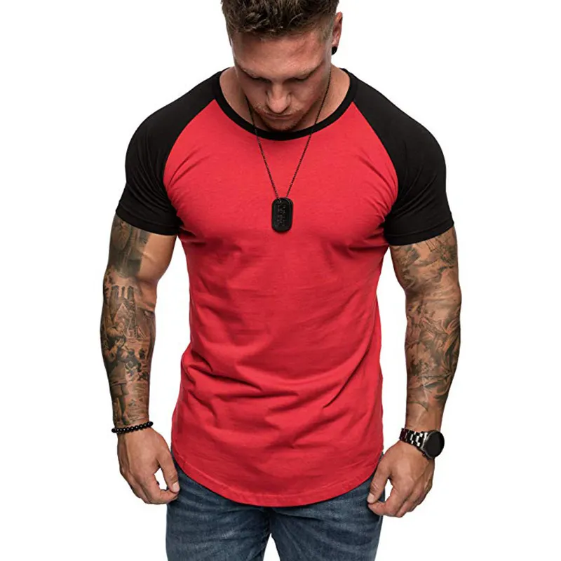 Men Color Contrast Summer T-shirt Workout Shirts for Men Short Sleeve ...