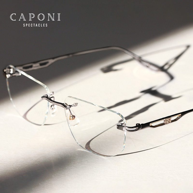 CAPONI Vintage Men's Glasses Frame Pure Titanium Light Original ...