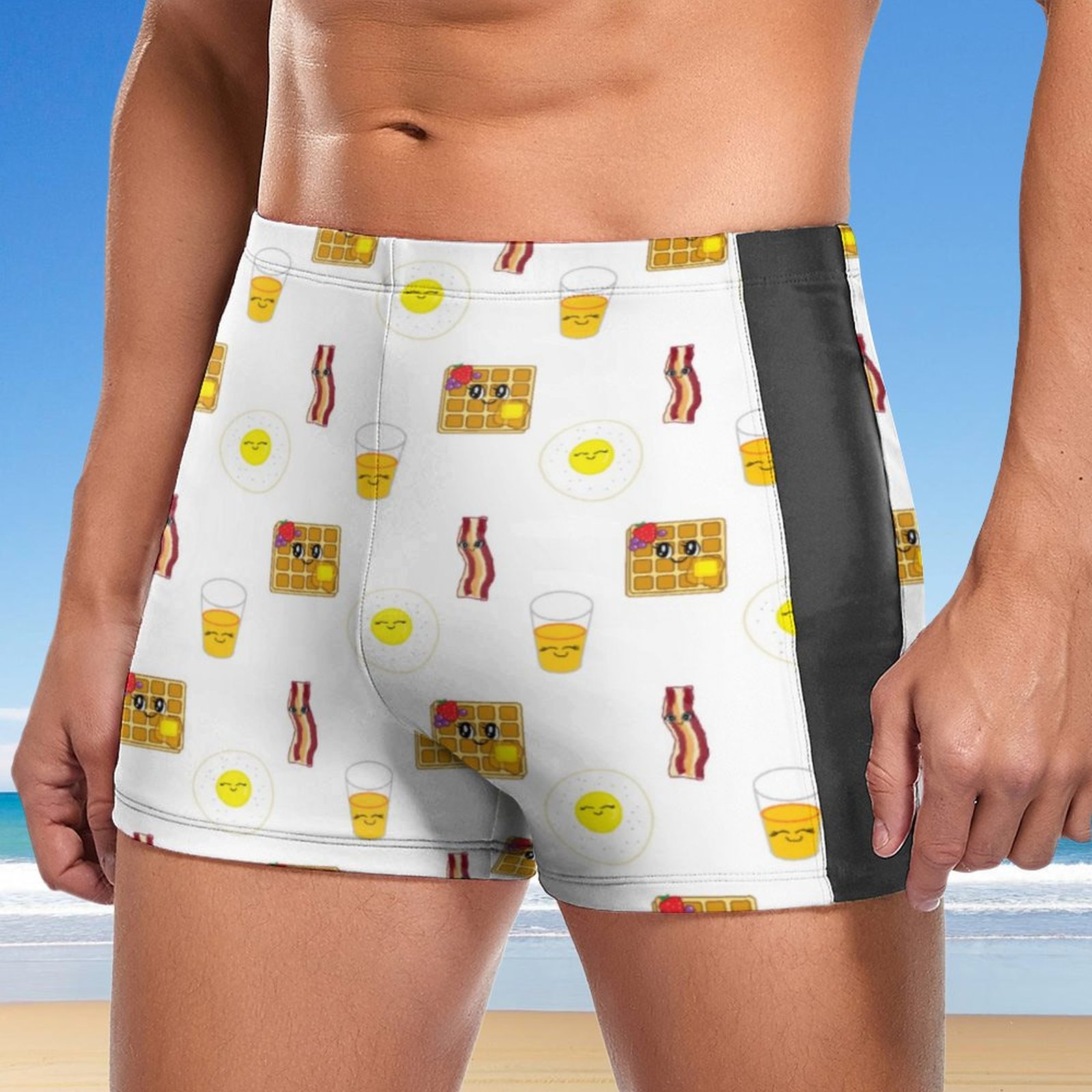 SFNEEWHO Breakfast Food Fried Eggs Waffles Bacon Swim Brief Square Leg ...