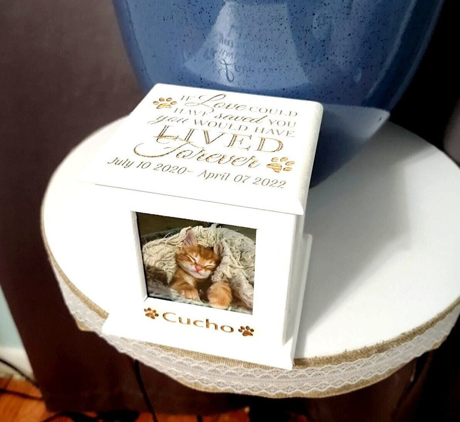 Personalized Pet Cremation Urn Memorial , Cat Dog Small Pet Urn , Pet ...
