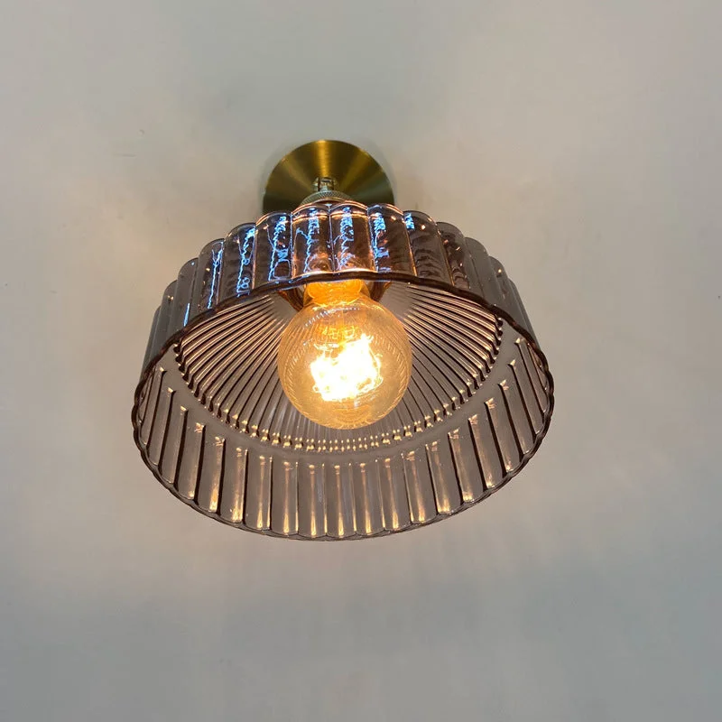 Nordic personality green glass brass wall lamp literary fresh wind ...