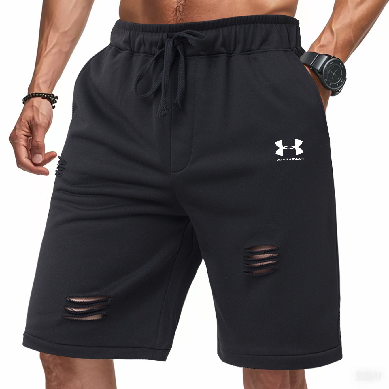 Men's Loose Outdoor Sportswear Damaged Hole Shorts