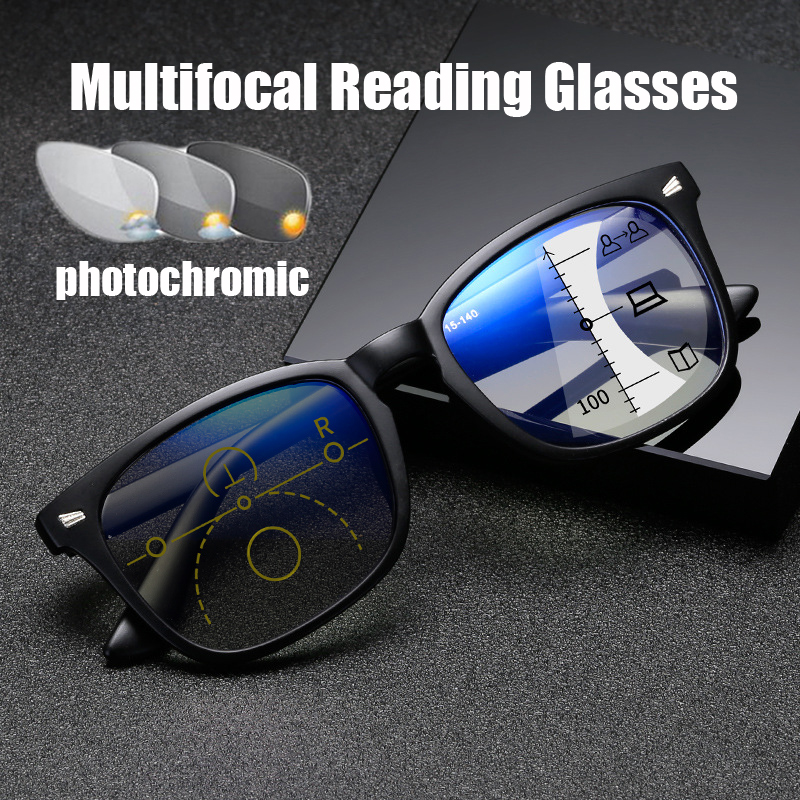 Color Changing Square Multifocal Progressive Reading Glasses Men Women ...