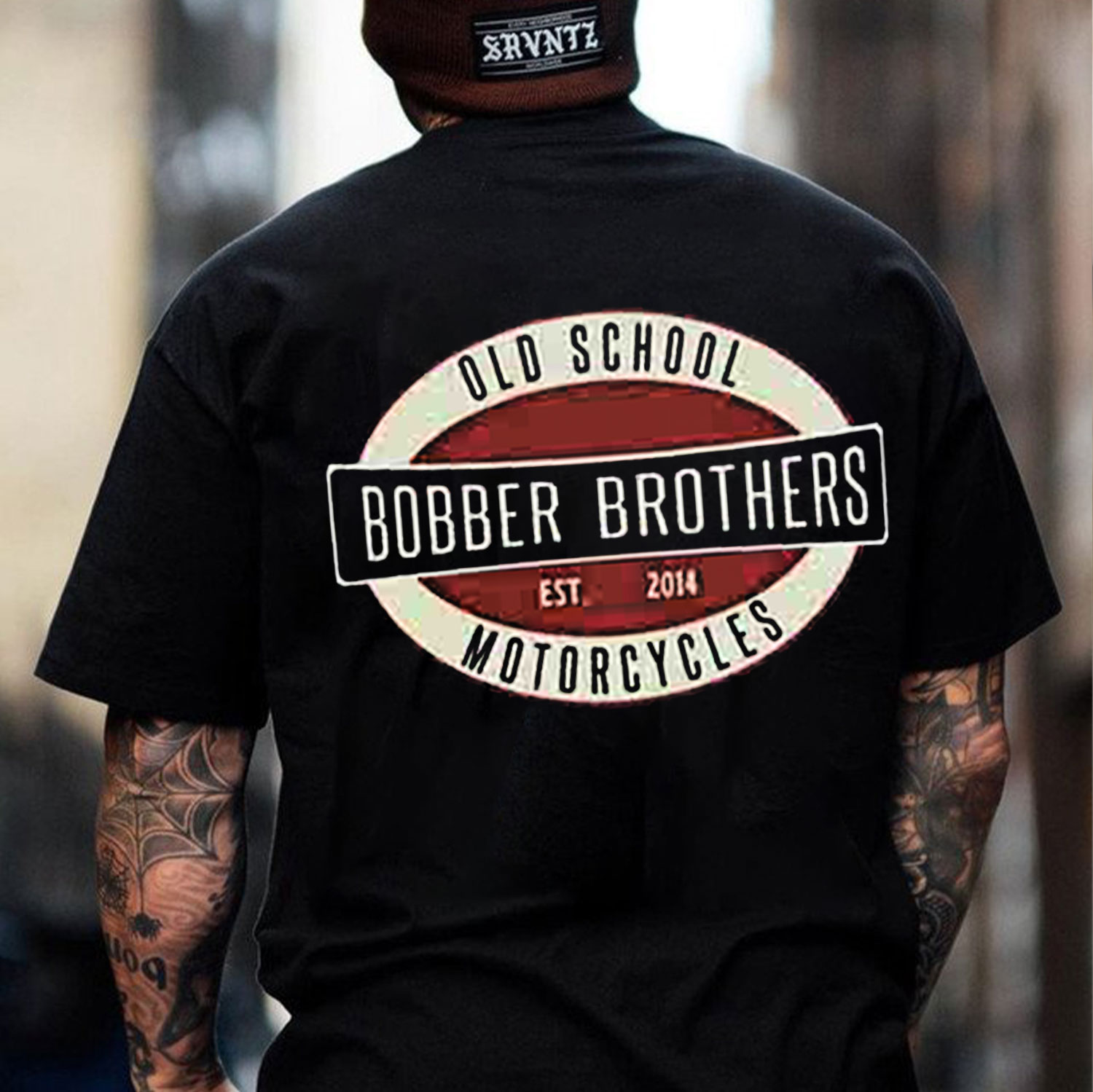 BOBBER BROTHERS Letter Monogram Casual Black Print T-shirt