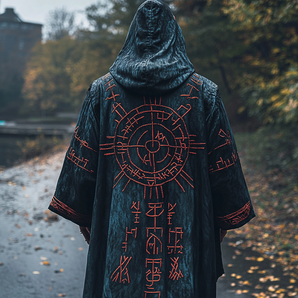 Viking robe rune print flower 293b