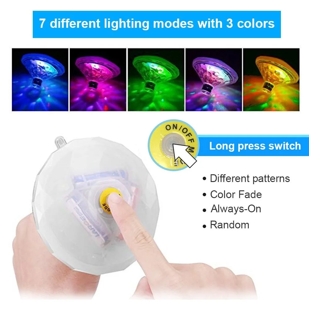 Floating Underwater Light RGB Submersible LED Disco party Light Glow Show Swimming Pool Hot Tub ...