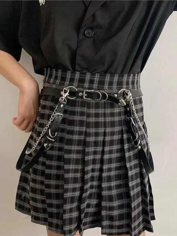 Goth Style Buckles PU Waist Chain Punk Belt