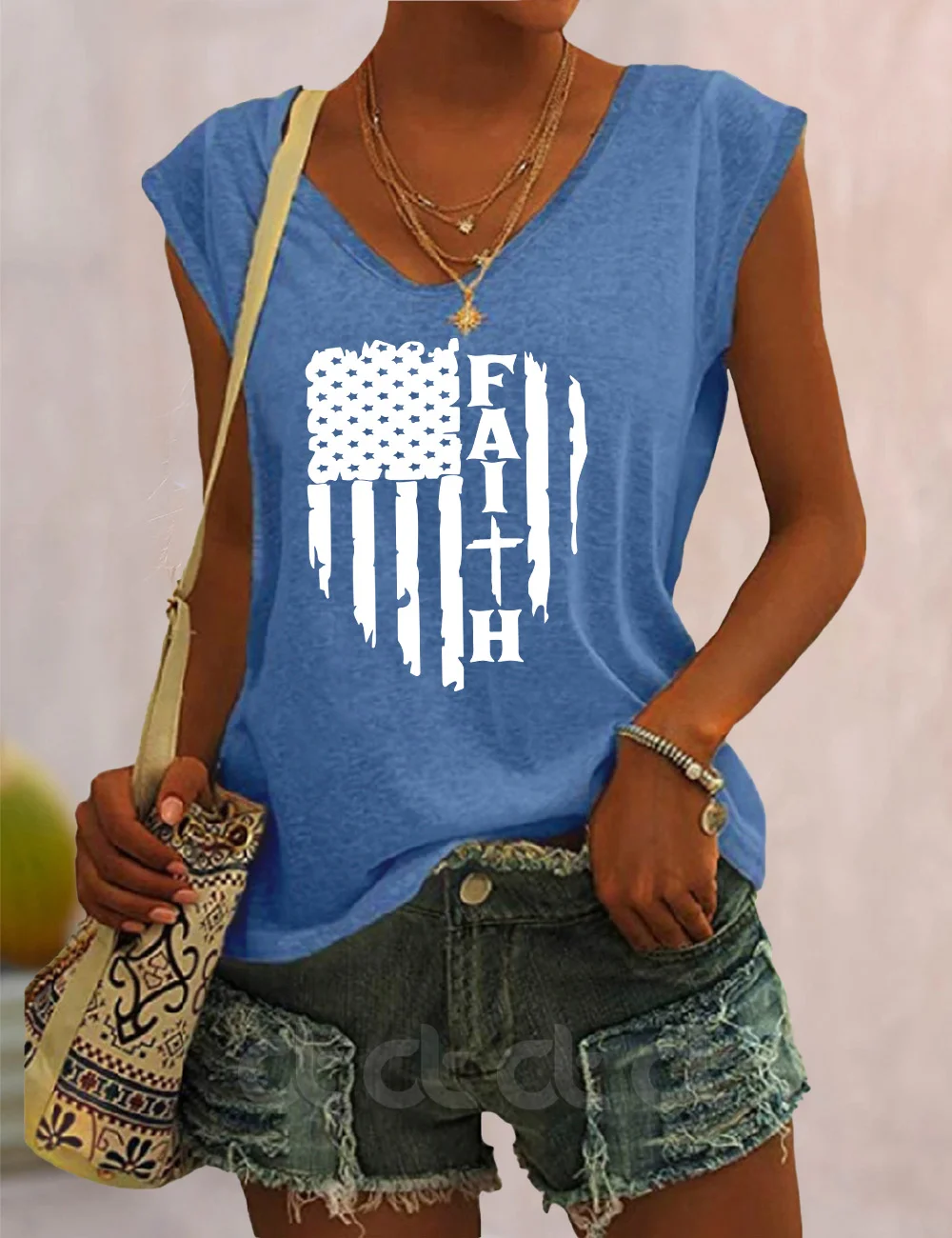 Red White and Blue American Flag Faith Tank