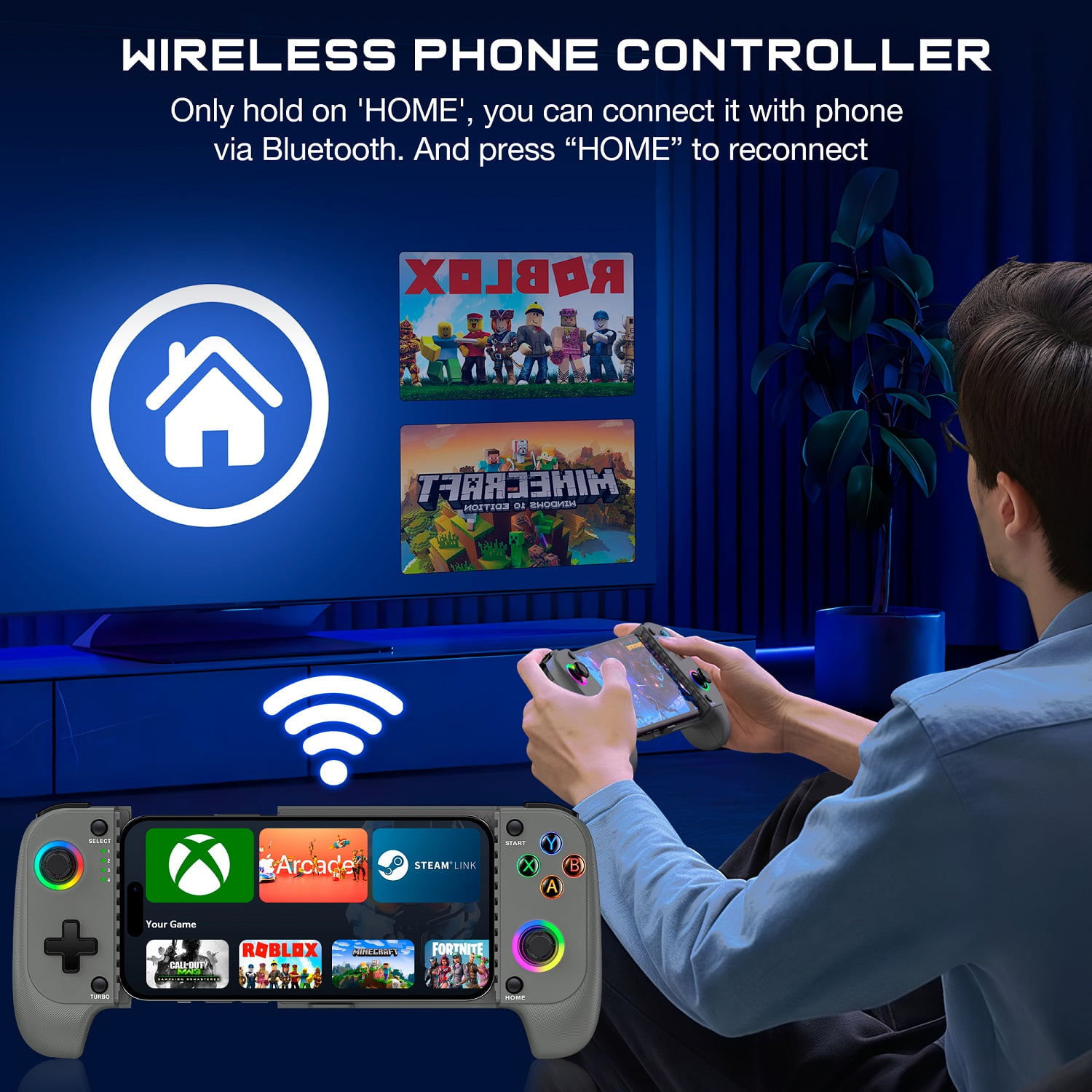 Beboncool Wireless Game Controller for iPhone/Android - Hall-effect Joysticks, Turbo Mode ...