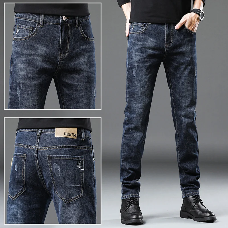 Jeans Men's Straight Fit Loose Casual Long Pants Plus Size Stretch Jeans