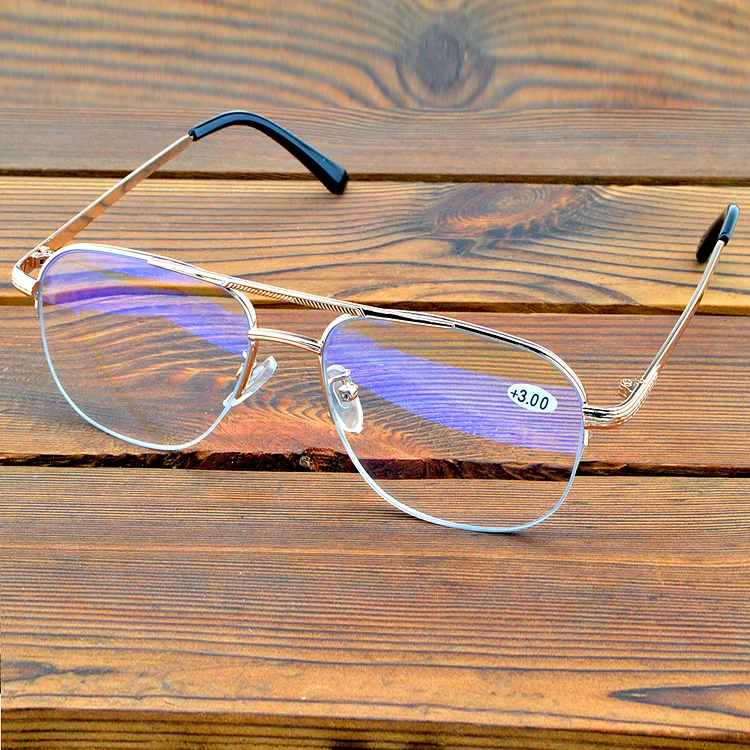 Oversized Double Bridge Frame Half-rim Spectacles See Near N Far ...
