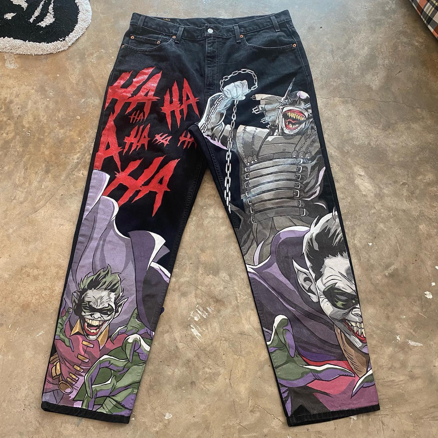 Vampire hand drawn graffiti street denim