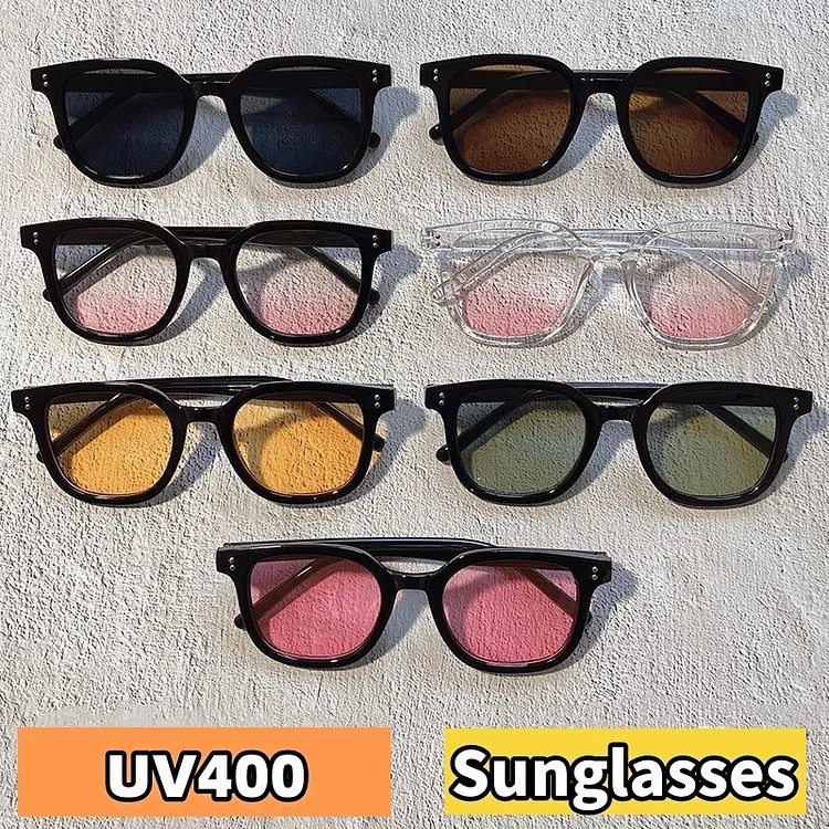 Women Sunglasses Unisex Square Frame Sun glasses Blush Lens Decoration ...