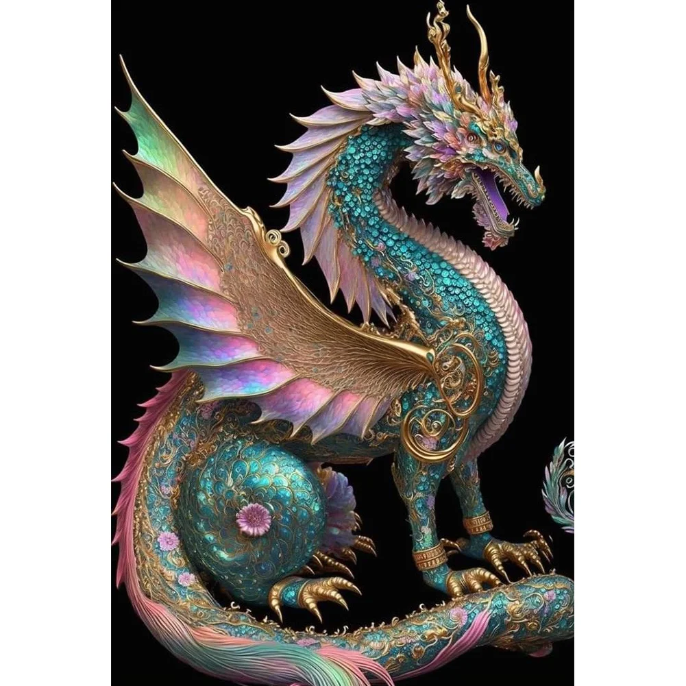 Colorful Dragon (velvet cloth) AB drill full round/square diamond painting