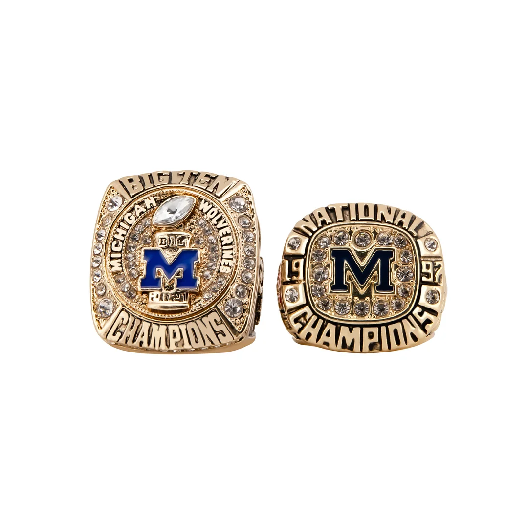2 Michigan Wolverine NCAA Championship Ring Replica Set